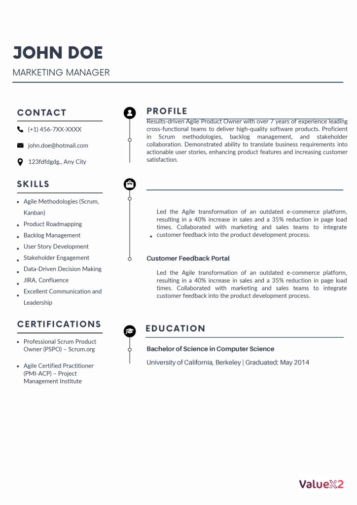 10 Best Product Owner Resume Examples in 2025 | ValueX2